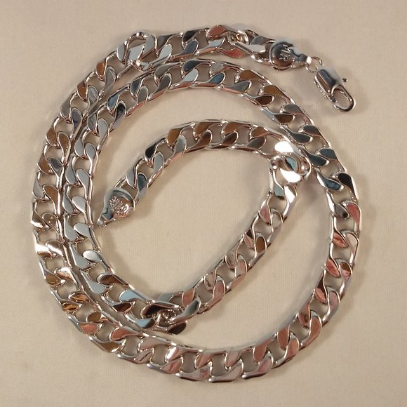 Accessories | Mens Silver Cuban Curb Chain Necklace 2 8mm 18k White ...